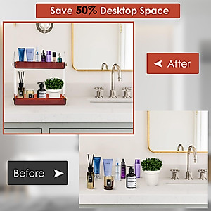 WHALE STORE Bathroom Counter Organizer,2 Tier Bathroom Counter Organizer Kitchen Spice Rack Cosmetic Organizer,Countertop Storage Shelf for Bathroom, Living Room, Bedroom, Dressing Table Amber