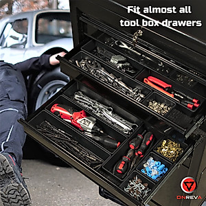 ONREVA Tool Box Organizer Tray Divider Set, Extra Large Toolbox Trays, Tool Box Organizers and Storage Kit, Rolling Tool Chest Drawer Bins, Hardware Screwdrivers Pliers Organization, 6pcs