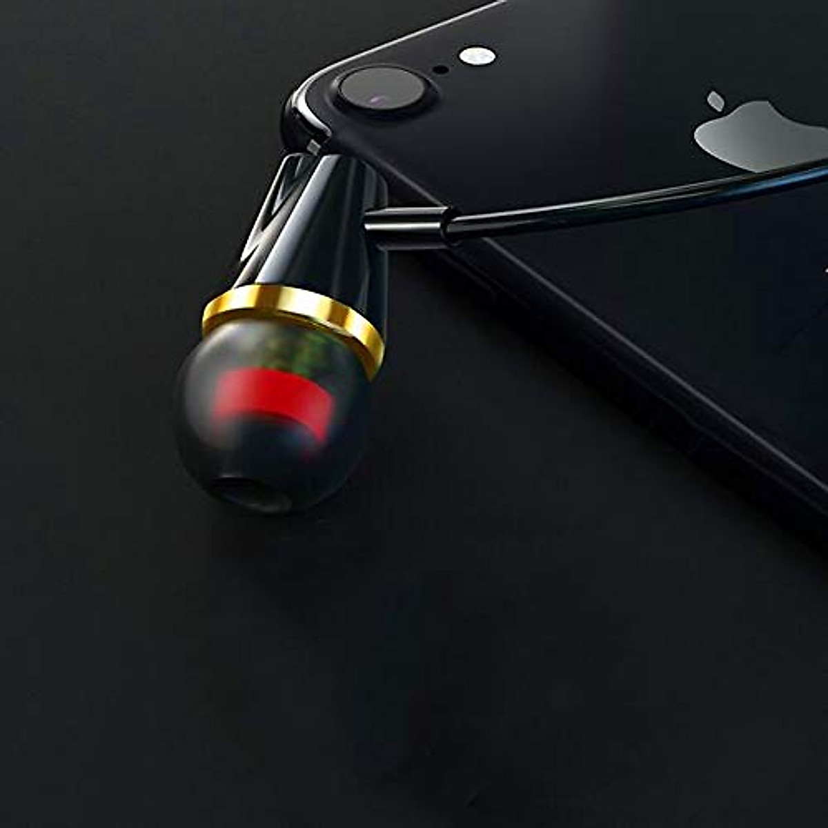 LINHUIPAD Single Earphone One Side Earplugs with Microphone 3.5mm Plug Single Earbud Stereo Sound Reinforced Cord Compatible Samsung,Radio