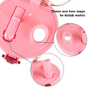 44 Oz Cute Water Bottles with Straws,Creative Kawaii High Capacity Cups,Leakproof Pot Belly Bottles with Adjustable Shoulder Strap,Anti-Fall Portable Juice Kettle Drinking Bottle Transparent Water Jug