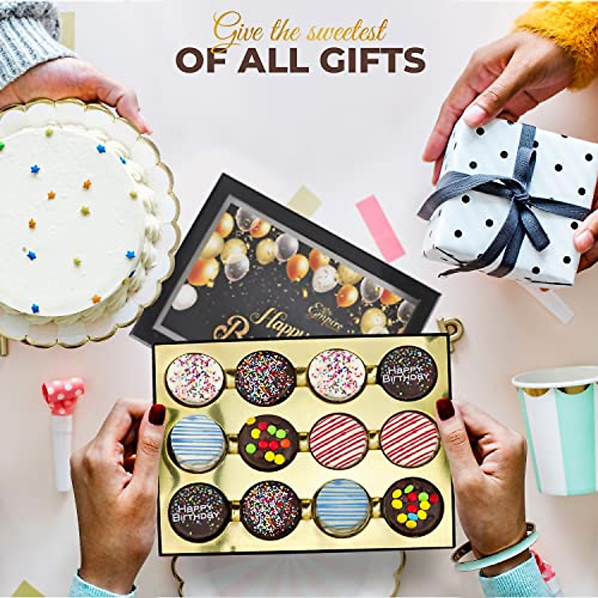 Chocolate Cookies Birthday Gift Basket for Men and Women - Gourmet Chocolate Happy Birthday treats for Food Gifts, Chocolate Gift Box by Empire Delights, 12 Count