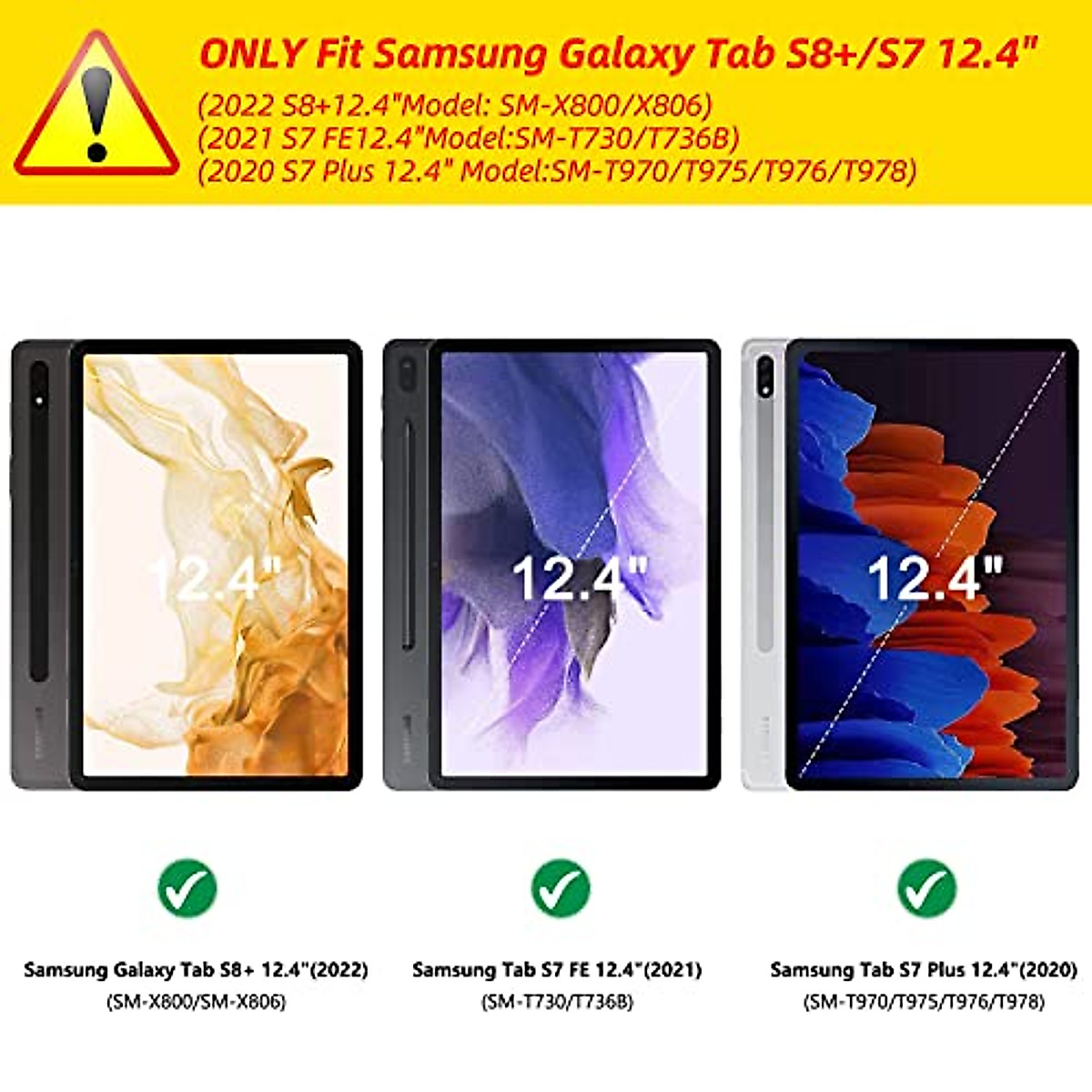 ZtotopCase for Samsung Galaxy Tab S7 FE 5G/S7 Plus/S8 Plus 12.4 Inch Tablet [5 Magnetic Stand Angles],Auto Wake/Sleep, Premium PU Leather Smart Cover for Galaxy S8+ 2022/S7 FE 2021/S7+ 2020,Black