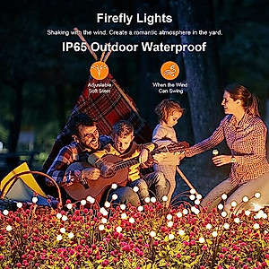 ASMAD Solar Garden Lights, 4 Pack Solar Outdoor Lights, Firefly Lights for Patio Pathway Outdoor Decor, Big Bulb Base Solar Swaying Light, Warm White