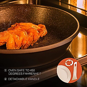 KCJOY Frying Pan, Heavy-Duty-Cast-Aluminum Base Frying Pans Nonstick 10", Nonstick Frying Pan with Black Handle Oven Safe Compatible With All Stoves