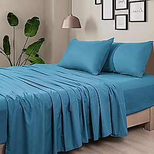 PHF King Sheet Set-Hotel Luxury Bedding Sheets and Pillowcases-4 Pieces Soft Breathable Bed Sheets- Deep Pocket up to 16 Inches Mattress-Wrinkle, Fade, Stain Resistant, Teal