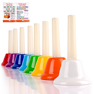 Handbells, Hand Bells Set 8 Note Musical Bells with Colorful Songbook for Toddlers Children Kids Adults School Church Classroom Wedding, by Vangoa