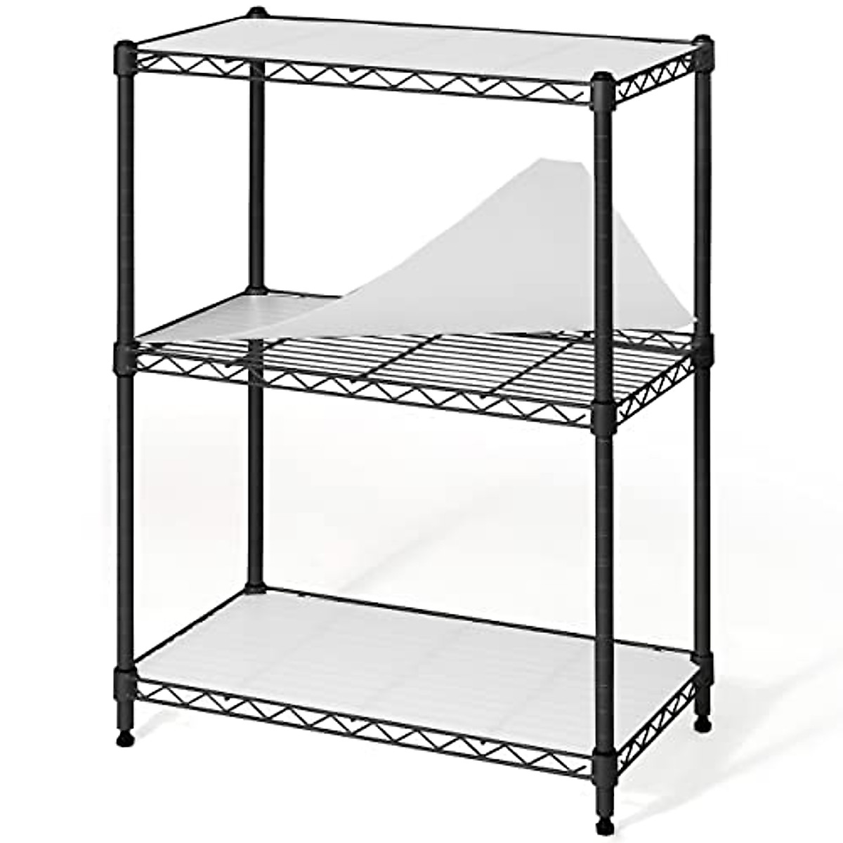 Fencer Wire NSF Adjustable Height Wire Shelving Unit w/Liner, Basement Storage Shelving, Metal Steel Storage Shelves, Kitchen, Garage Shelving Storage Organizer, Utility Shelf, 3-Tier W/Liners