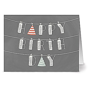 Note Card Cafe Happy Birthday Card Assortment with Gray Envelopes | 36 Pack | Fanciful Birthday Wishes Designs | Blank Inside, Glossy Finish | Bulk Set for Greeting Cards, Occasions, Birthdays