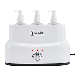 Master Massage Three Bottles Massage Oil, Lotion, Cream Warmer Heater with Empty Bottles- Massage Cream Heating Device- Salon Spa Body Therapy, White