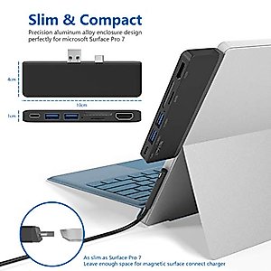 Microsoft Docking Station,6-in-2 USB C Surface Pro 7 Hub with 4K HDMI Adapter+ USB C Port（Audio & Data）+2 USB 3.0 Port +SD/TF Card Reader,Converter Combo Adaptor for Surface Pro 7