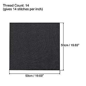 PATIKIL 14 Count Cross Stitch Cloth 20" x 20", Embroidery Cotton Fabric for DIY Needlework, Black