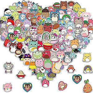 Cute Squishmallows Stickers 100 Pack Cartoon Animal Aesthetic Sticker Decals for Kids Grils Boys Teens Squishmallows Stickers for Water Bottle Notebooks Party Favor Bags and Centerpieces