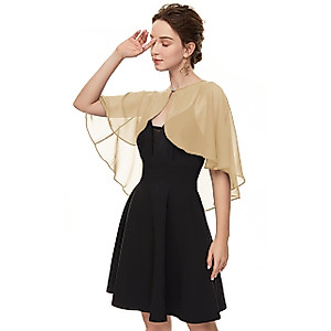 Soft Chiffon Shawls Wraps Shrug for Wedding Evening Dress Cape Cover Up for Women(Dusty gold)