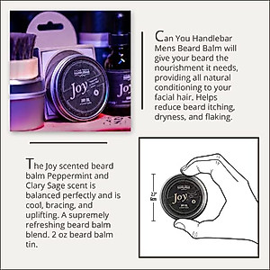 CanYouHandlebar Beard Balm for Men, Dry Oil Beard Wax, Natural Beard Care Conditioner Moisturizer Softener Grooming Products, Peppermint and Clary Sage Scent, 2 oz Stainless Steel Tin