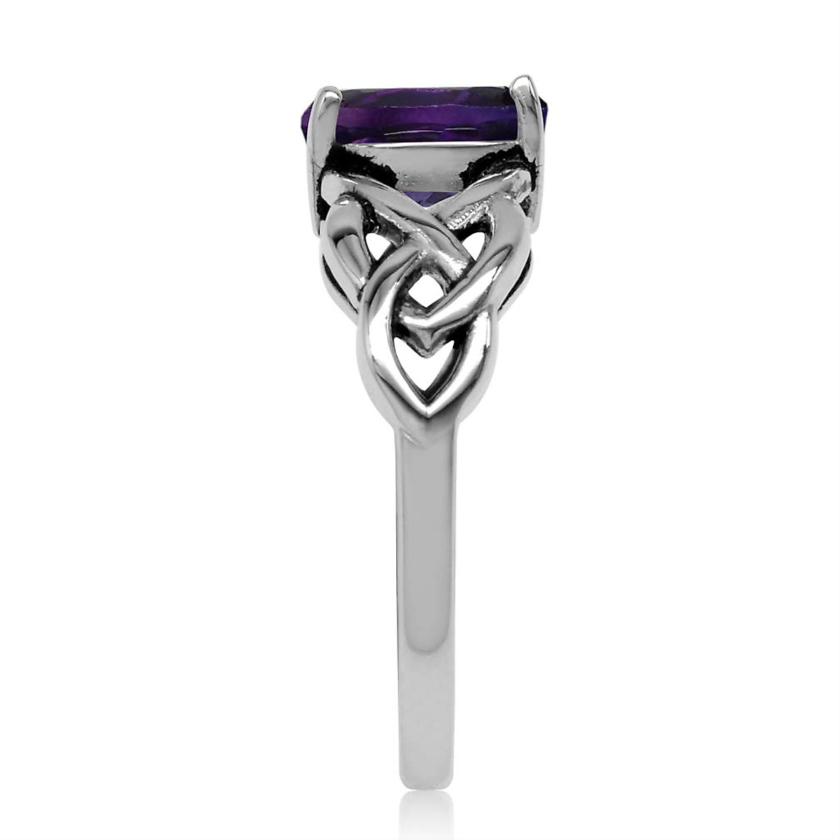 Silvershake 1.18ct. Natural African Amethyst 925 Sterling Silver Celtic Knot Solitaire Ring Size 5