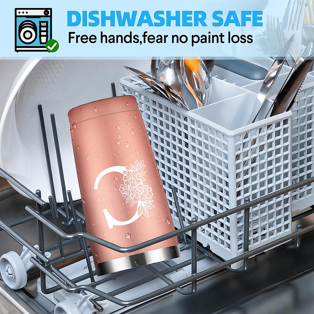 Leraverppy Personalized 20oz with Initial Stainless Steel Coffee，Leak Proof Rose Gold Tumbler with Lid And Straw Double Wall Thermal Cups for Hot and Cold Drinks Monogrammed Gifts for Women（C20-C）