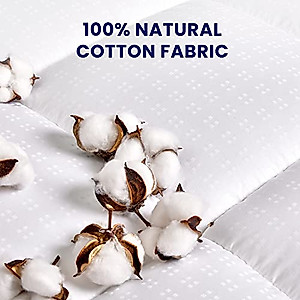 SLEEP ZONE Twin Size Cotton Mattress Pad, Soft Fluffy Cotton Top Mattress Topper, Machine Washable Mattress Protector Cover Fits 8-21 inch Deep Pocket, Twin