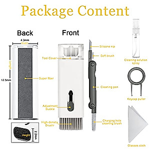 Walrfid Airpods Electronic Screen 7 in 1 Cleaner Kit Laptop Keyboard Cleaning Tool for ipad/iwatch/Computer/Phone/MacBook with 5ml Touchscreen Cleaners Mist (Grey)