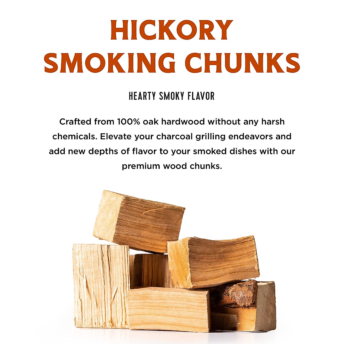 Fire & Flavor Hickory Wood Chunks for Smoking and Grilling - All-Natural, Long-Lasting with a Mildly Sweet Flavor - Large Chunk Wood Chips for Smokers,Red