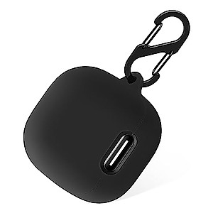 Geiomoo Silicone Case for Anker Soundcore Liberty 4 NC, Protective Cover with Carabiner (Black)