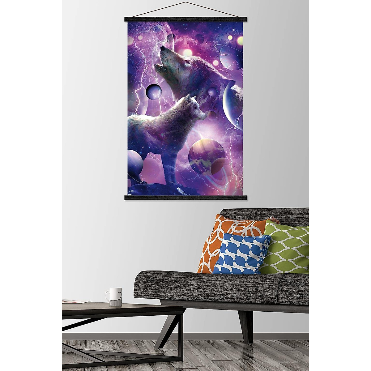 Trends International James Booker - Space Wolves Howling Wall Poster with Magnetic Frame