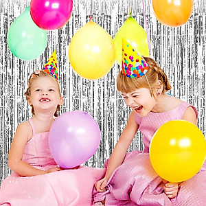 Sumind 8 Pack Foil Curtains Fringe Curtains Tinsel Backdrop Metallic Curtains for Birthday Wedding Party Photo Booth Decorations (Silver)