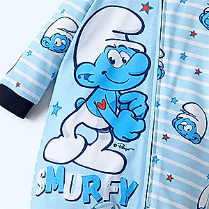 AdoraCute by PatPat Smurfs Smurfy Baby Boy Girl Romper Unisex Infant Zip Up Footless Jumpsuit Toddler Coverall 9-12 Months