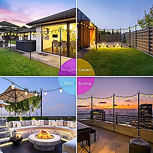 Aulimhti String Light Poles - 10Ft Metal Poles with Fork for Outdoor String Lights,2 Pack Light Poles Stand for Outside Garden,Patio,Wedding,Backyard,Deck,Party