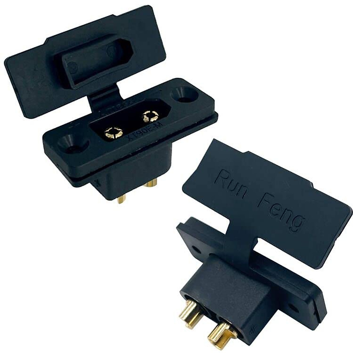 10Pcs Amass XT90E-M Battery Connector XT90E Male Plug Gold-Plated Connector with PVC Protective Sleeve Dust Cap for RC Aircraft Drone Accessories