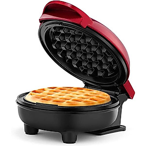 USEFUL PICKS Mini Waffles Maker for Individual, Easy to Clean, Non-Stick Surfaces, 5 Inch, Red