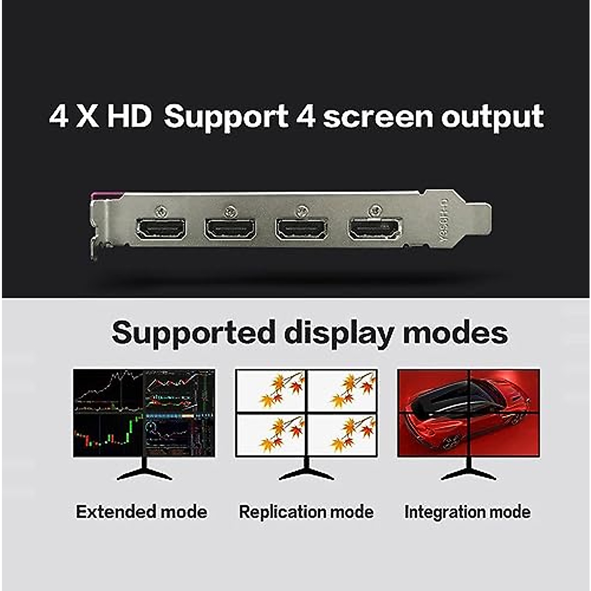 Yeston GT730 4GB 4HDMI Gaming Graphics Cards ,128 bit DDR3 993/1600MHz 4-Screen Graphics Card Support Split Screen 10bit Color Depth HDR with 4 HDMI Ports