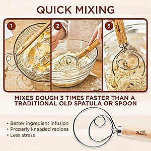 Danish Dough Whisk Bread Mixer - Hook Dutch Pizza Dough Making Bread Mixer Whisk Hooks Accessories Wisks - Great As A Gift