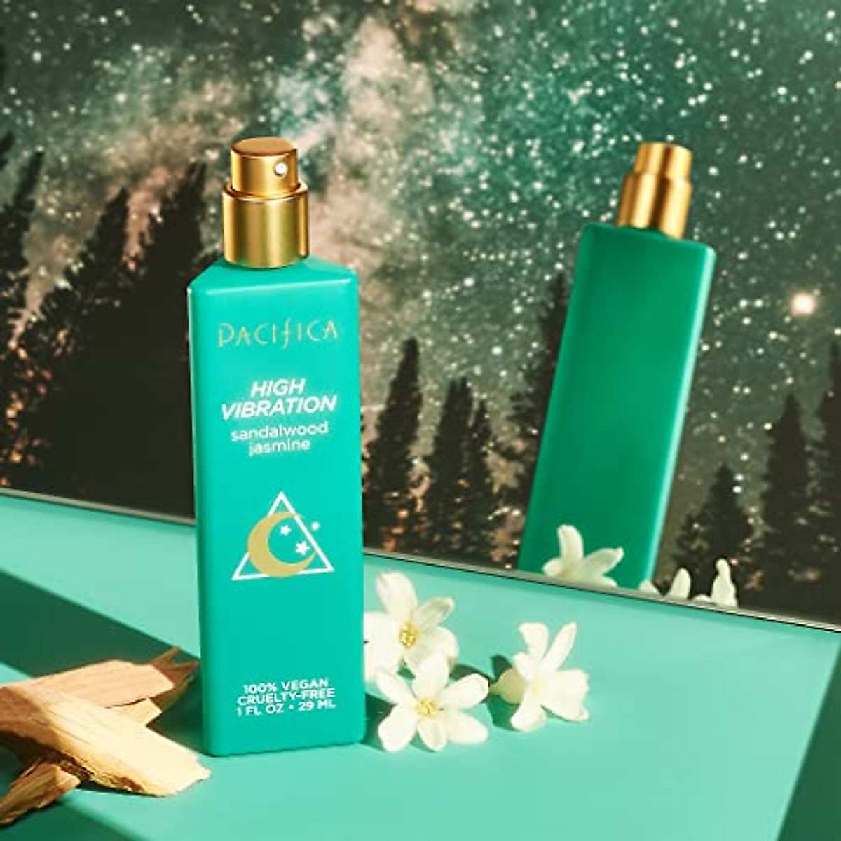 Pacifica Beauty Natural Origins High Vibration Spray Perfume, Clean Fragrance, 100% Raw Materials, Smells like Sandalwood and Jasmine, Woody Notes, Vegan + Cruelty Free