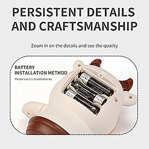 Qiopertar Electric Dazzling Dance Mini Robot Light Music Dance Rotating Robot Children's Toy Baby Cow Musical Toys Christmas Birthday Gift for Kids Boys Girls