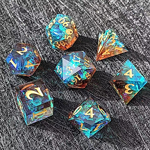 DND Dice Set Polyhedral Dice Set, Resin Sharp Edge dice Set for D&D Game, Blue