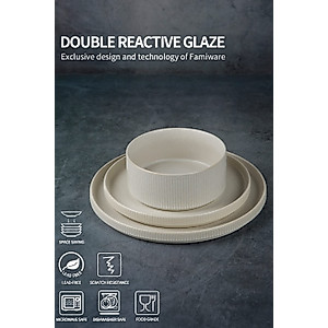 Famiware Star Dinnerware Sets, Plates and Bowls Set for 4, 12 Piece Dish Set, Full Glaze Matte White