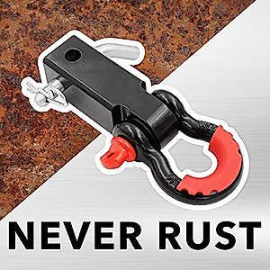 Shackle Hitch Receiver, 2 inch 42000 Lbs Maximum Break Strength, Solid with 3/4'' D Ring, Heavy Duty Towing Hitch Receivers, Never Rust, Best Towing Accessories for Vehicle Recovery Off-Road