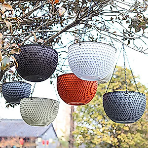 MileHouse Outdoor Indoor Hanging Planter Basket, Honeycomb Self Watering Resin Plant Flower Bonsai Hanger for Patio Garden White M