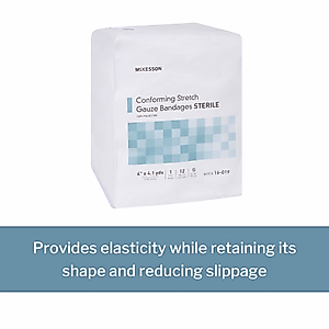 McKesson Conforming Stretch Gauze Bandages, Sterile, 4 in x 4 1/10 yd, 12 Count