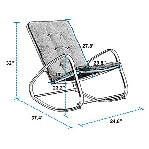 Sophia & William Outdoor Patio Rocking Chair Padded Steel Rocker Chairs Support 300lbs, Blue