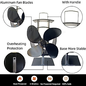 DANCHEL OUTDOOR Wood Stove Fan 4 Blades Fireplace Fan Heat Powered Non Electric Fan for Tent Stove Camping Accessories Backpacking