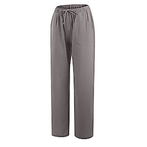 Capri Pants for Women Dressy Casual Summer Pants 2023 Cotton Linen Elastic Waist Drawstring Wide Leg Ankle Length Lounge Pant with Pockets