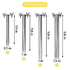 Wontee Bird Perch Stand Stainless Steel Parrot Cage Perch Accessories for Parakeets Cockatiels Conures African Greys Macaws Amazon Parrots (XL (11.8"x1.3")