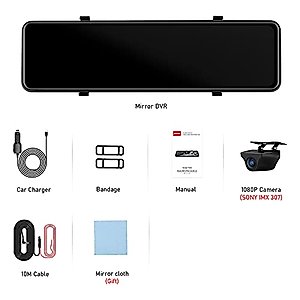 【Newest 11''】 Mirror Dash Cam Front and Rear Dual 1080P Rear View Mirror Camera FHD IPS Full Touch Screen Rearview Dashcam Waterproof Backup Camera with Enhanced Night Vision 170° Wide Angle for Cars