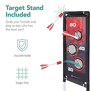 Best Choice Products Kids Bow & Arrow Set, Children's Play Archery Toy for Backyard, Outdoor Play, Hand-Eye Coordination w/ Target Stand, 12 Arrows, Quiver - Red