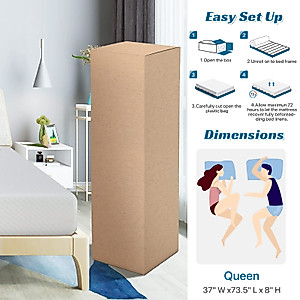 NFPSHOP Twin Mattress, 8 Inch Gel Memory Foam Mattress for Cool Sleep & Pressure Relief Medium Firm Memory Foam Mattresses, CertiPUR-US Certified Queen Mattresses in A Box, White