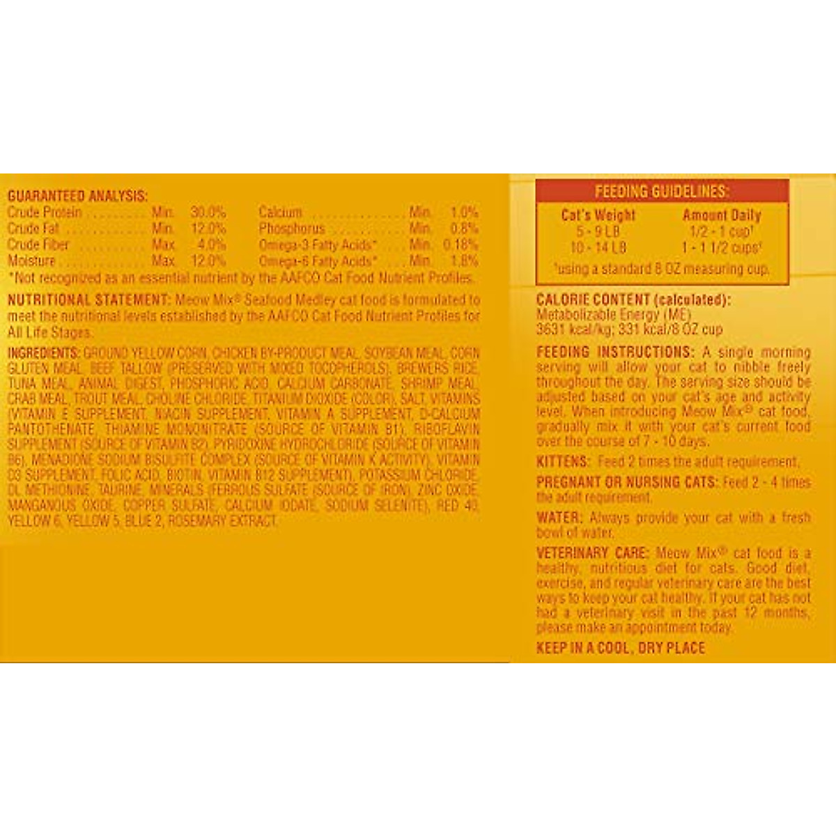 Meow Mix Seafood Medley Dry Cat Food, 3.15 Pound Bag (Pack of 4)