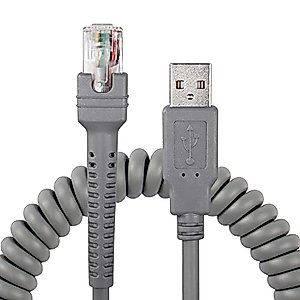 SinLoon Symbol Ls2208 USB Cable USB A to RJ45 Coiled Spiral Extension Cable Barcode Scanner Ls1203 Ls4208 Ls4278 Ds6707 Ds6708 USB Cable (10ft,3M)
