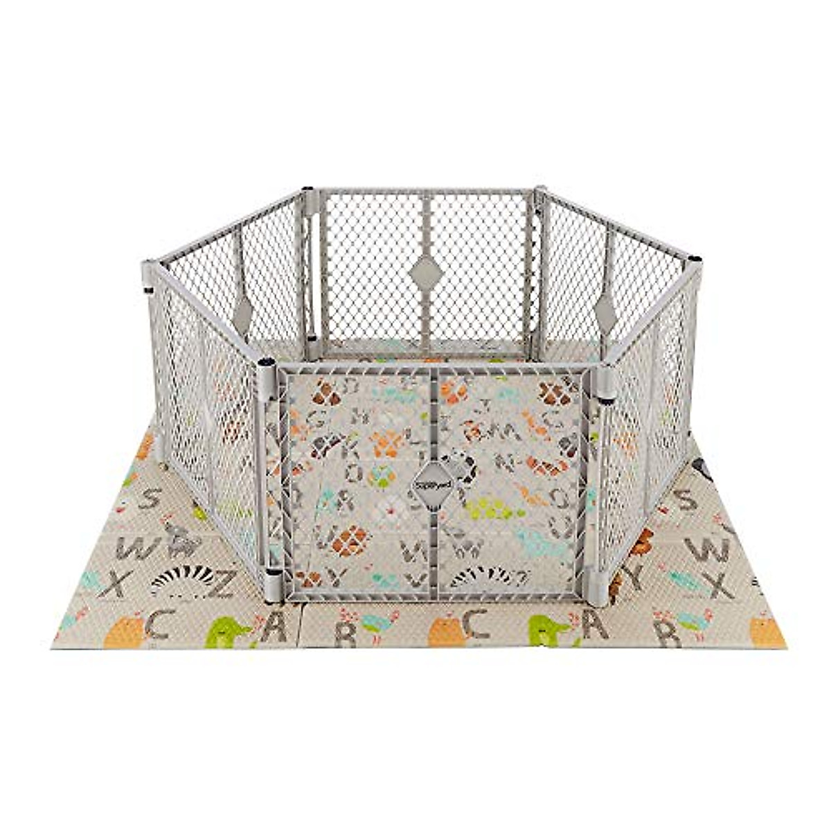 Toddleroo by North States 71" x 71" Folding ABC Play Mat - Extra large, designed to fit 6 panel or 8 panel Superyards. Foldable. Almost 36 square feet of play space (ABC multicolored)