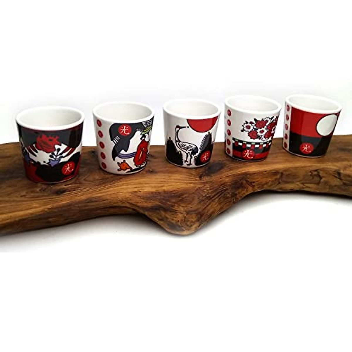 LENITH] Korean Funny Soju Shot Glasses Sets, O-Kwang Hwatu, Korea Traditional Card Game Printed for Sake, Whiskey, Tequila, Liquor